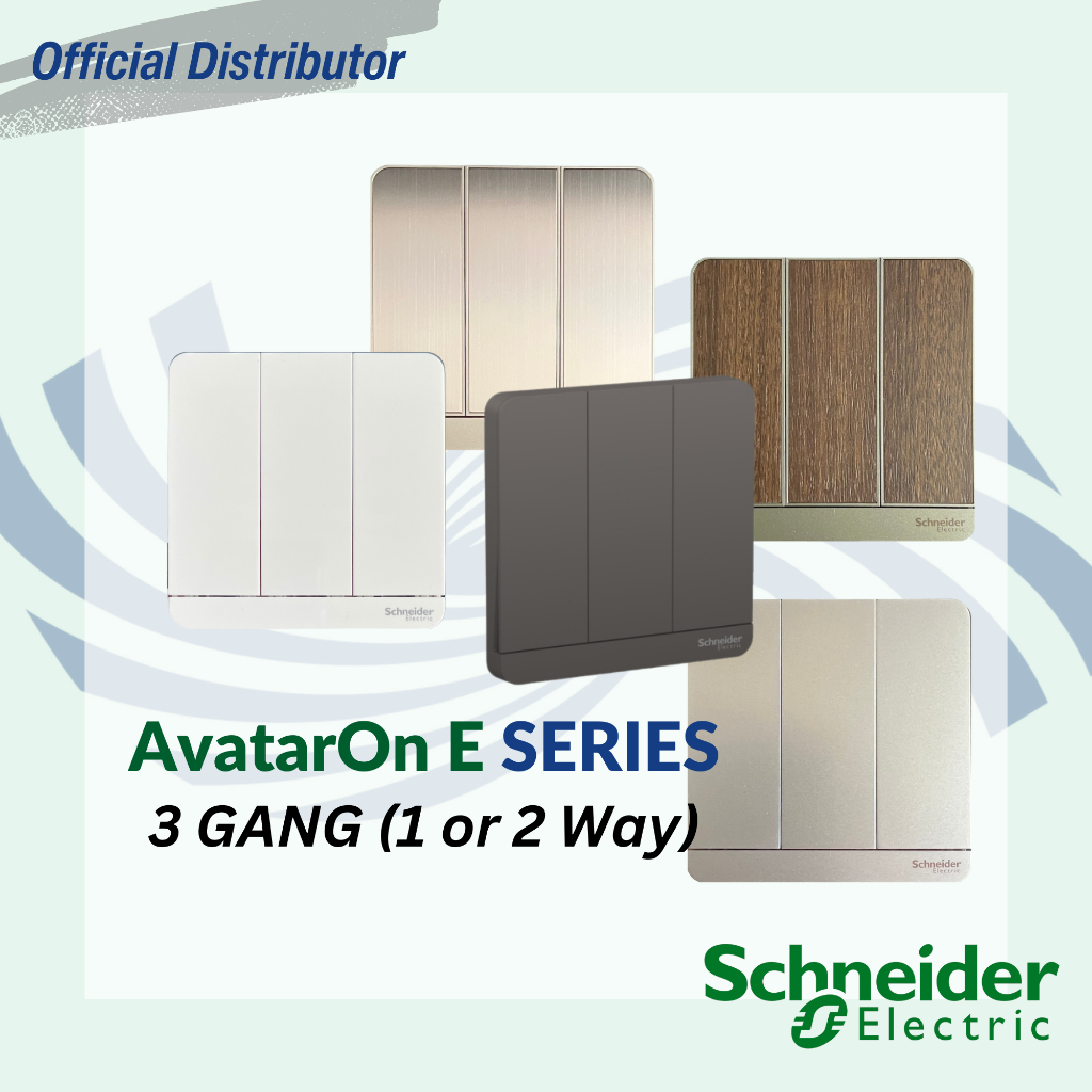 Schneider AvatarOn E 3"x3" 16AX 250V 3 Gang 1 or 2 Way Switch Module ...