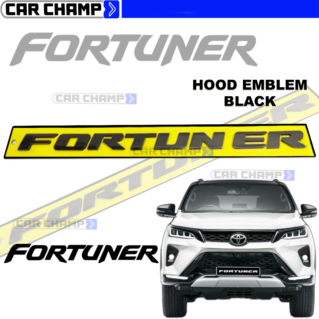 Toyota Fortuner 2016 to 2023 OEM Hood Emblem Black with sticker guide ...