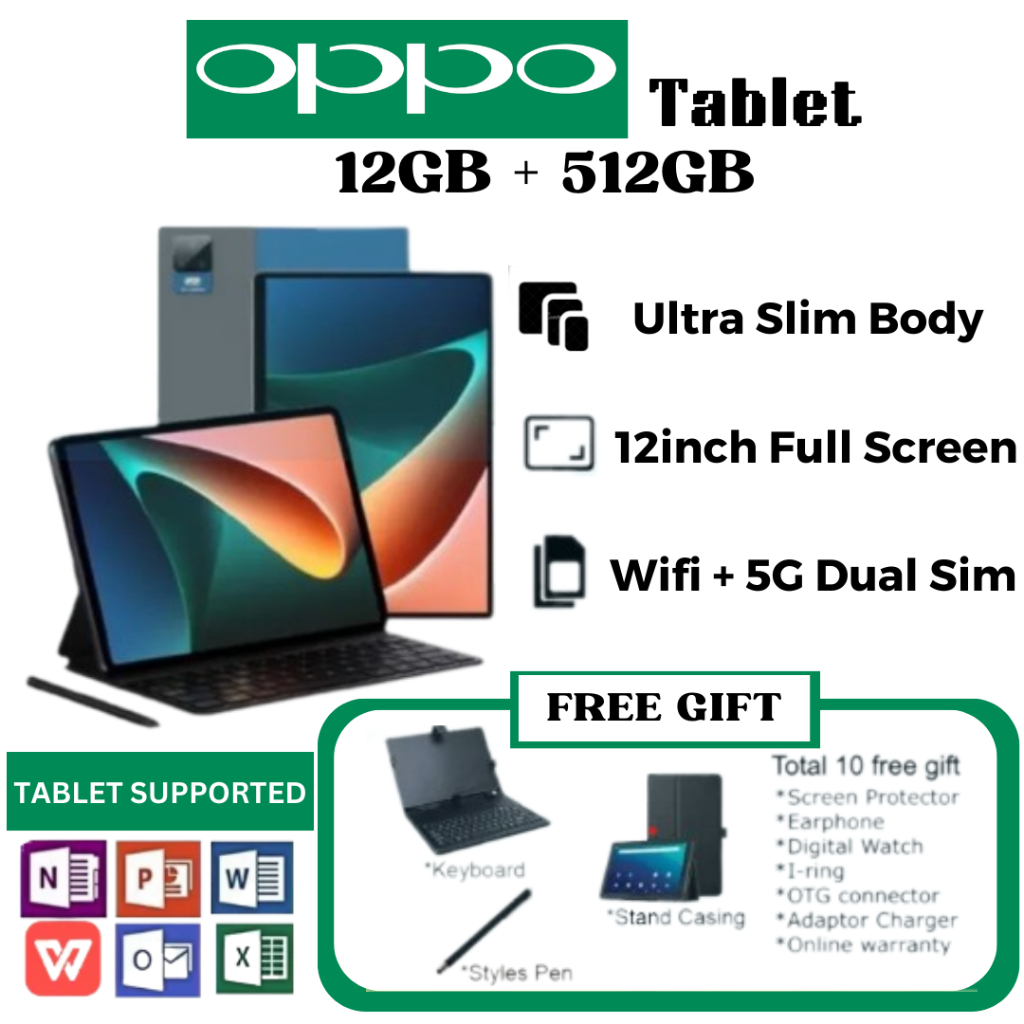 Oppo Tablets 12GB+512GB Learning Tablet for Online Classroom HD Tablet ...