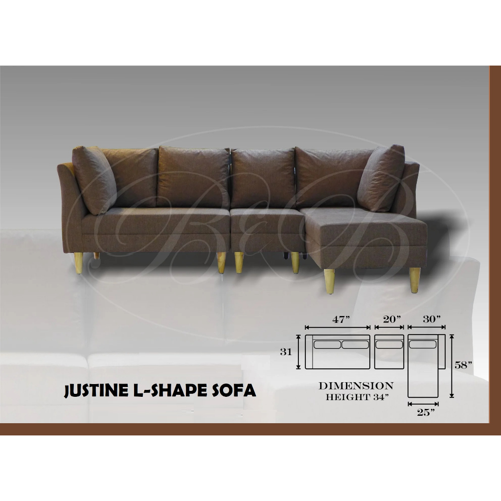 Justine L-Shape Sofa | Shopee Philippines