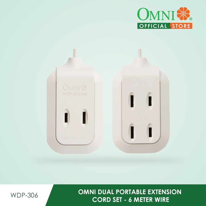 OMNI Dual Portable Extension Cord Set 6 Meter Wire - WDP-306/W | Shopee ...