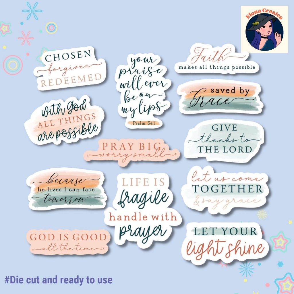 Bible Verses 12 Pcs. Die Cut Vinyl Stickers for Journal, Planner And ...