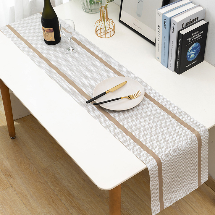 Placemat Table Runner Set Double-sided 6 seater PVC Gold Thread ...