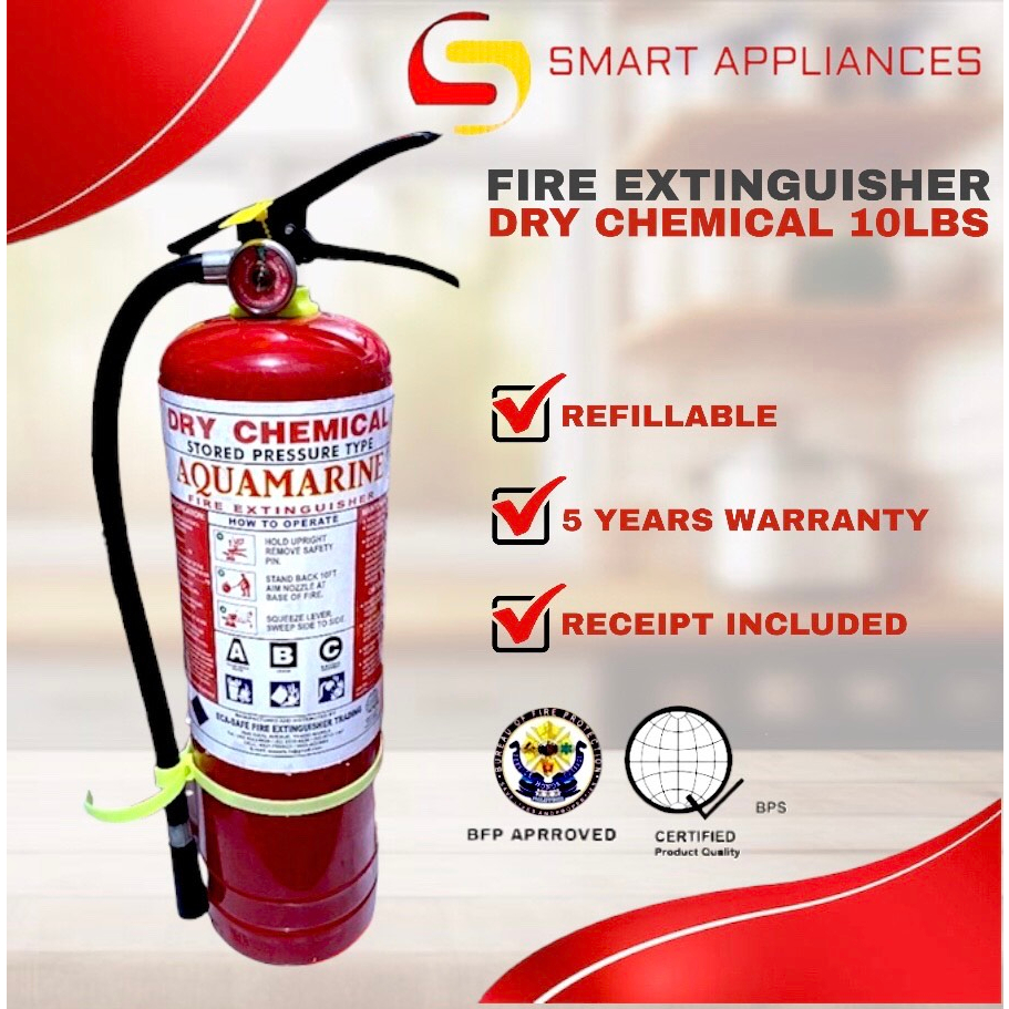 Fire Extinguisher Dry Chemical Refillable 10 Lbs 2 Years Warranty (Red ...