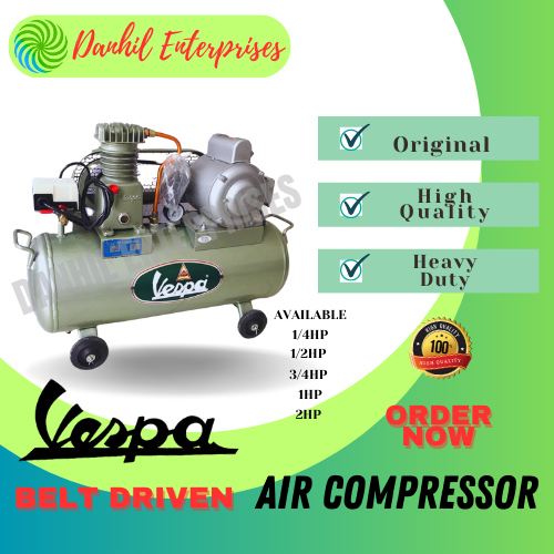 Vespa Belt Driven Air Compressor 1/4hp/1/2hp/3/4hp/1hp/2hp | Shopee ...