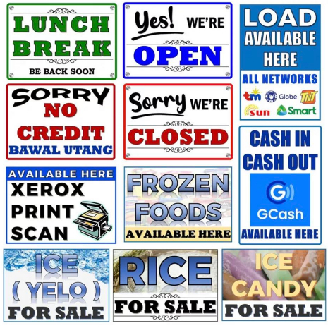 Signages for sari sari store A4 Size Laminated/Pvc/Sintra board high ...
