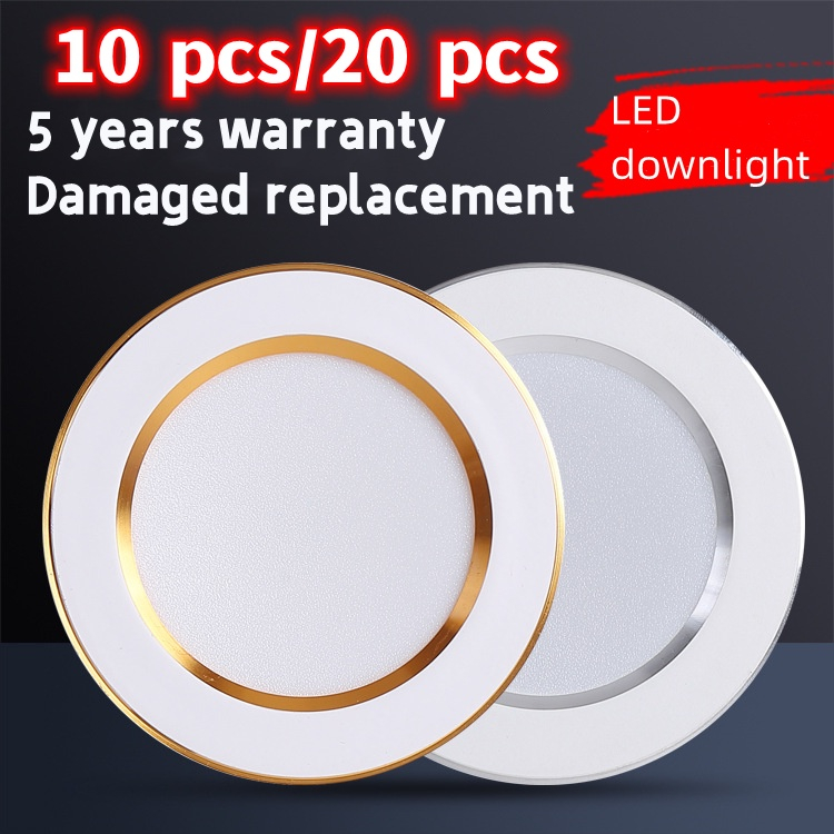LED Tricolor 5W Round Panel Light Pinlight Ceiling Lamp Down Lights ...