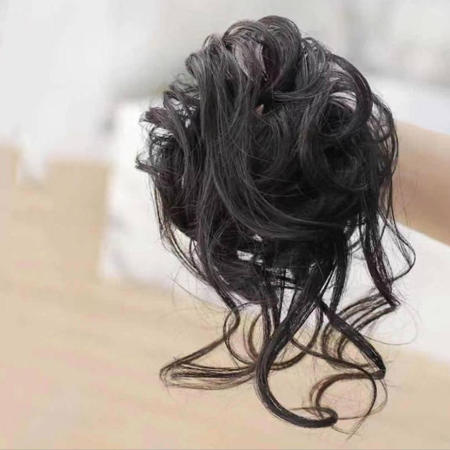 【YAN】Curly with Elastic Band Synthetic Scrunchies Messy Hair Bun Updo ...