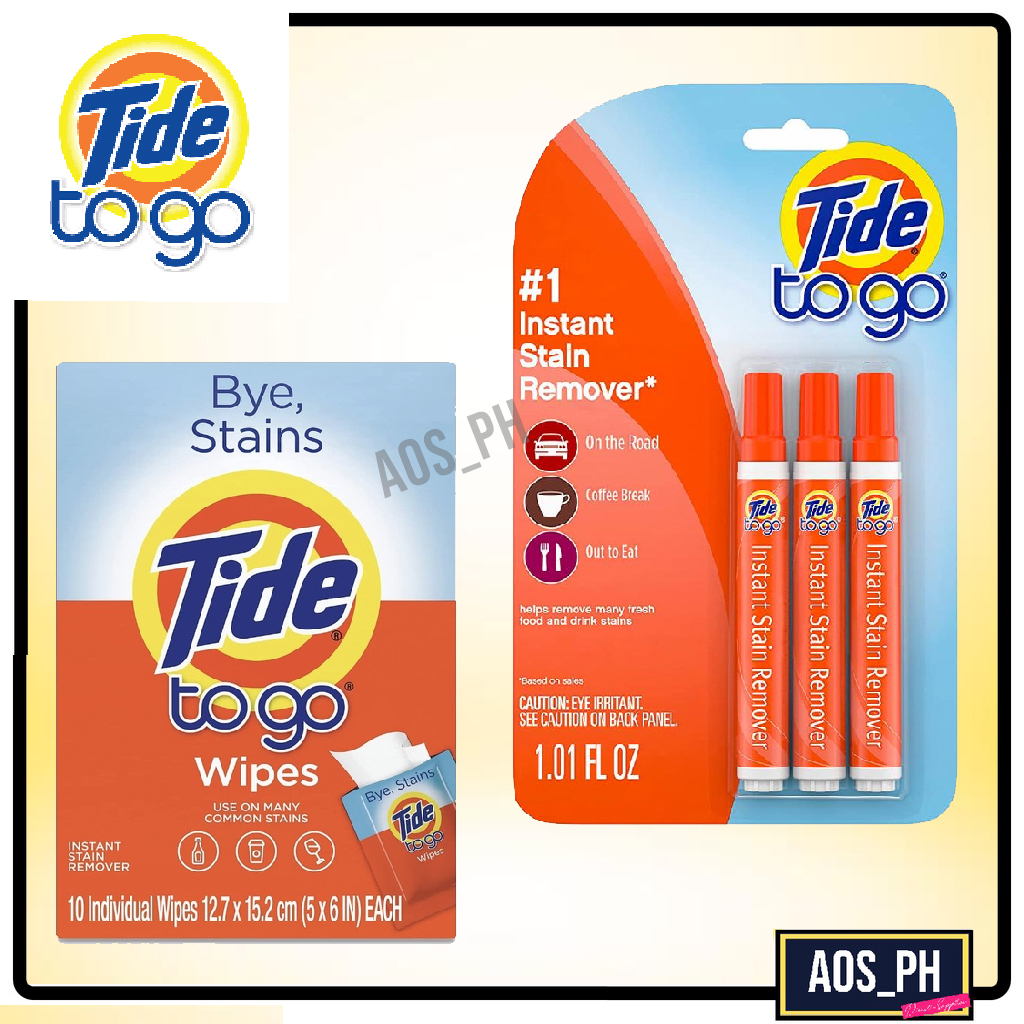 Tide Stain Remover for Clothes, Tide To Go Pen, Tide Removing Wipes, 10 ...