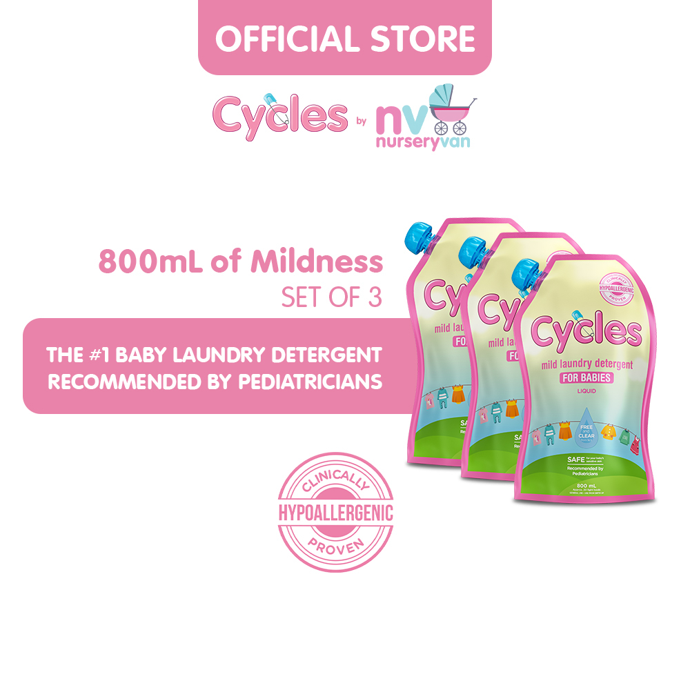 Cycles Baby Laundry Liquid Detergent (x3) - Hypoallergenic for Baby’s ...