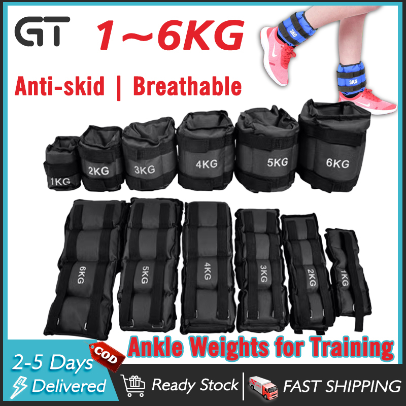 GT (2PCS) Ankle Weights 1-6Kg Leg Ankle Wrist Iron Sand Bag Adjustable Strength Training(Black ...