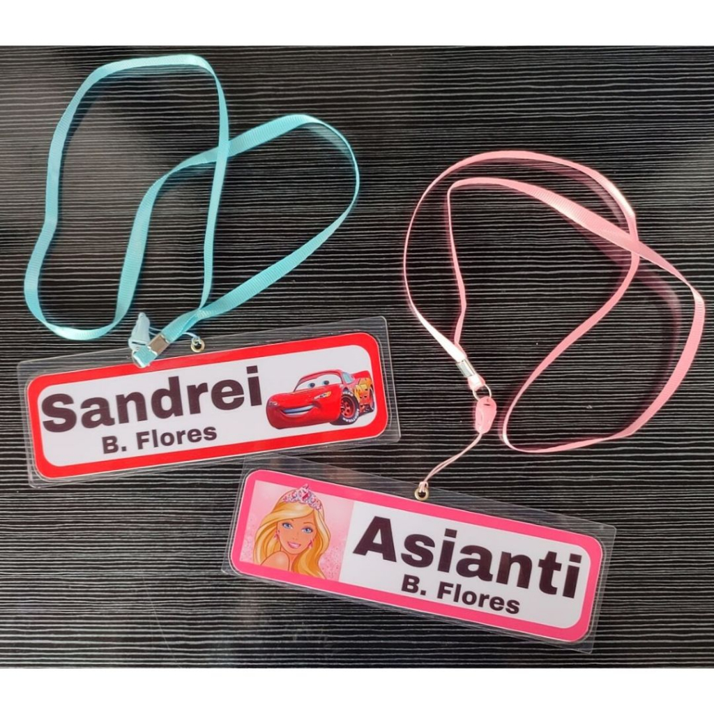 Laminated Name Tag For School Personalized For Kids Holder Lace ID Tags ...