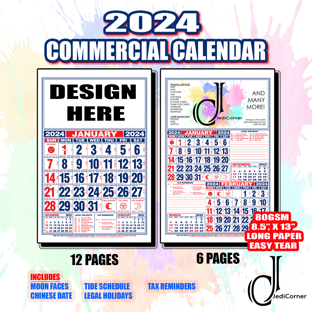 Customized Commercial Calendar 2024 Hanging Wall Calendar | Shopee ...