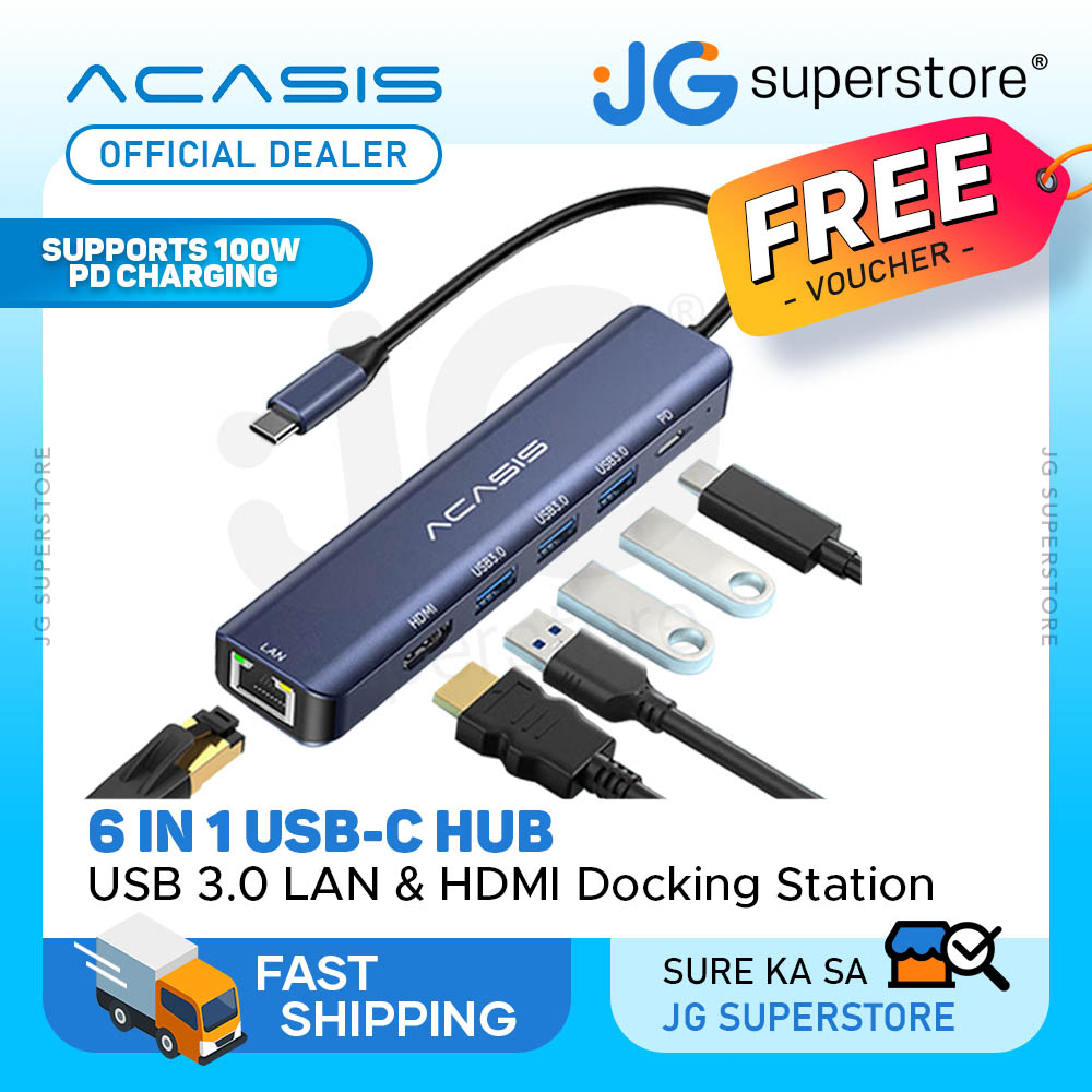 ACASIS 6-in-1 USB Type C Hub Docking Station w/ LAN & HDMI Port HD 4K ...