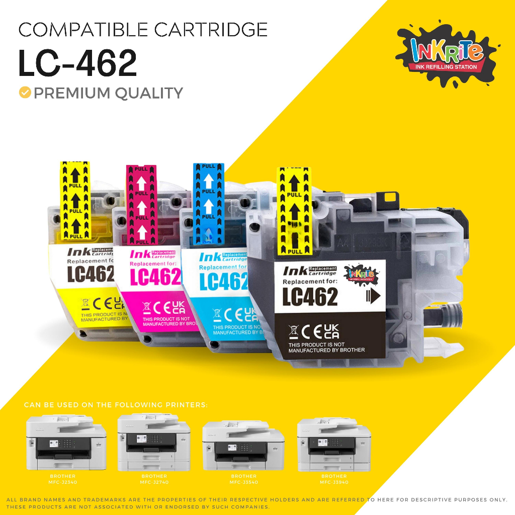 Inkrite LC462 LC 462 Compatible Ink Cartridge for Brother MFC J2340 ...