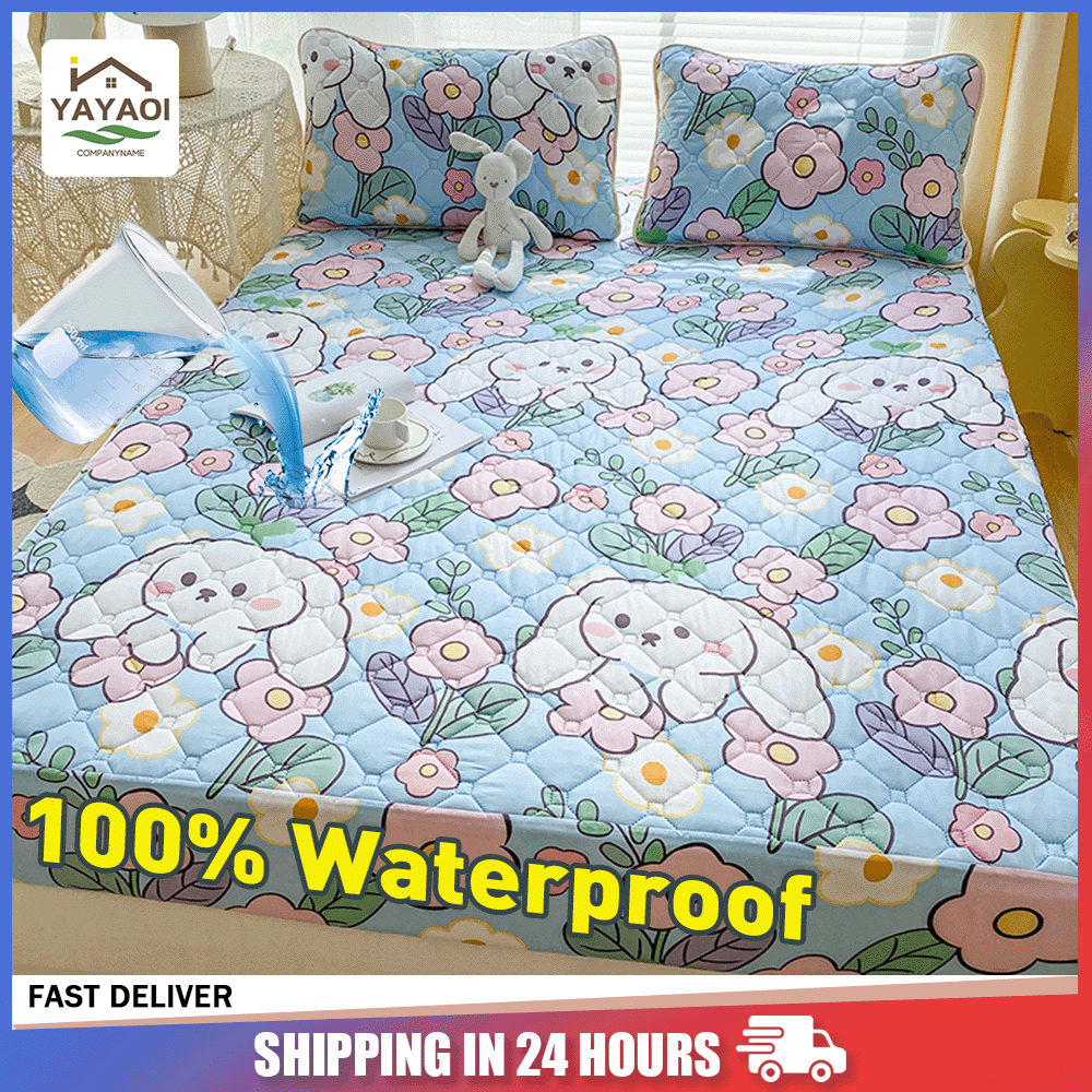 Cartoon 100% Waterproof Bed Sheet Mattress Protector Cover Single ...