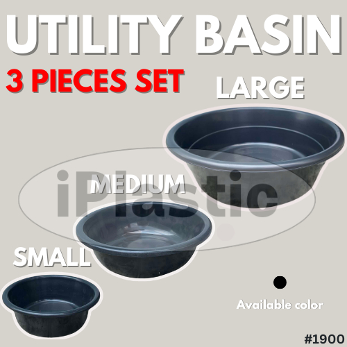 iPlastic. Basin for Laundry 3 Pieces Set Palanggana Batya Small, Medium ...