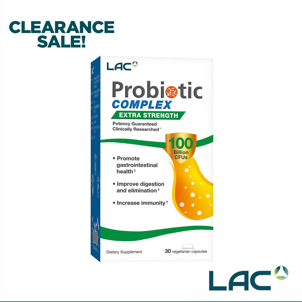 LAC Probiotic Complex Extra Strength 100 Billion CFUs 30 Vegetarian ...