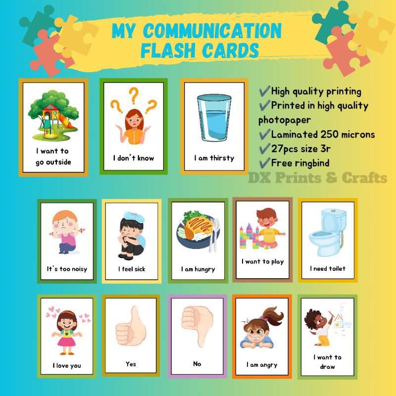 Laminated Communication Flash Cards for Speech therapy, austism ...