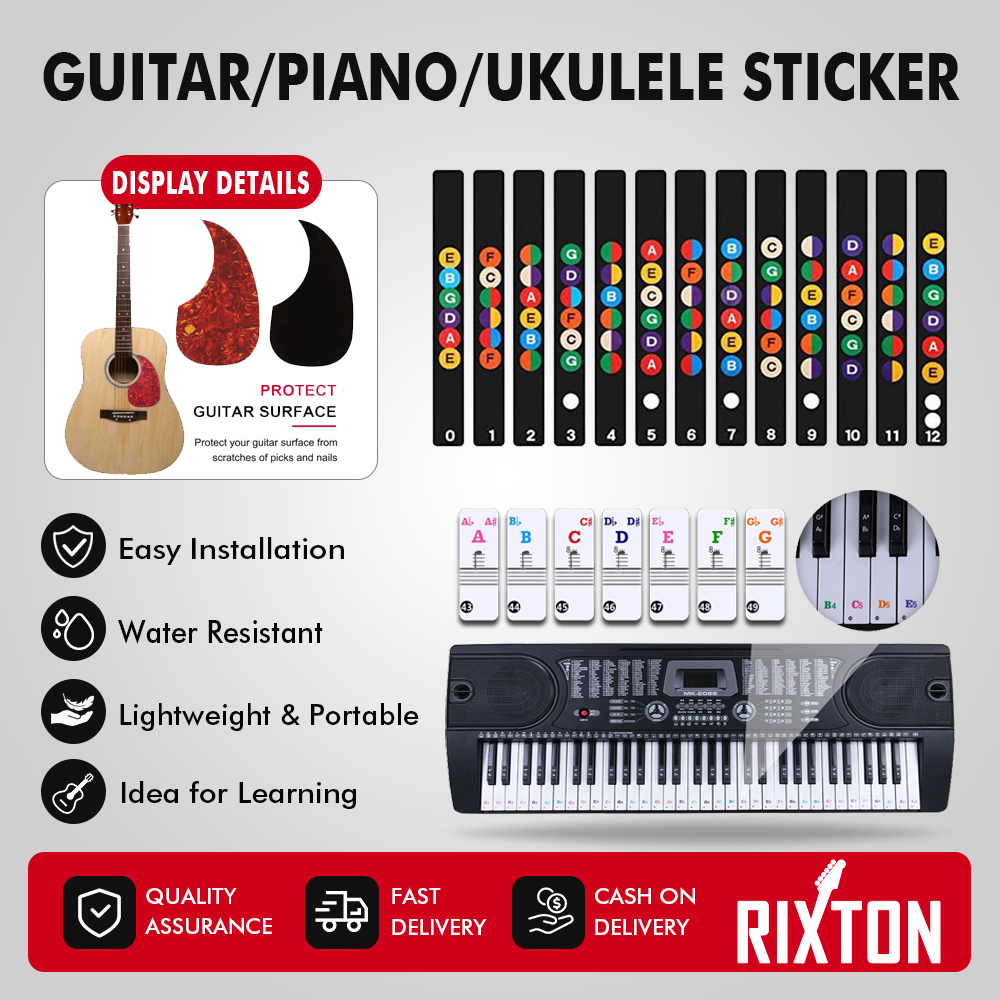 RIXTON Guitar Sticker Fretboard Notes Labels Fingerboard Fret Decals ...