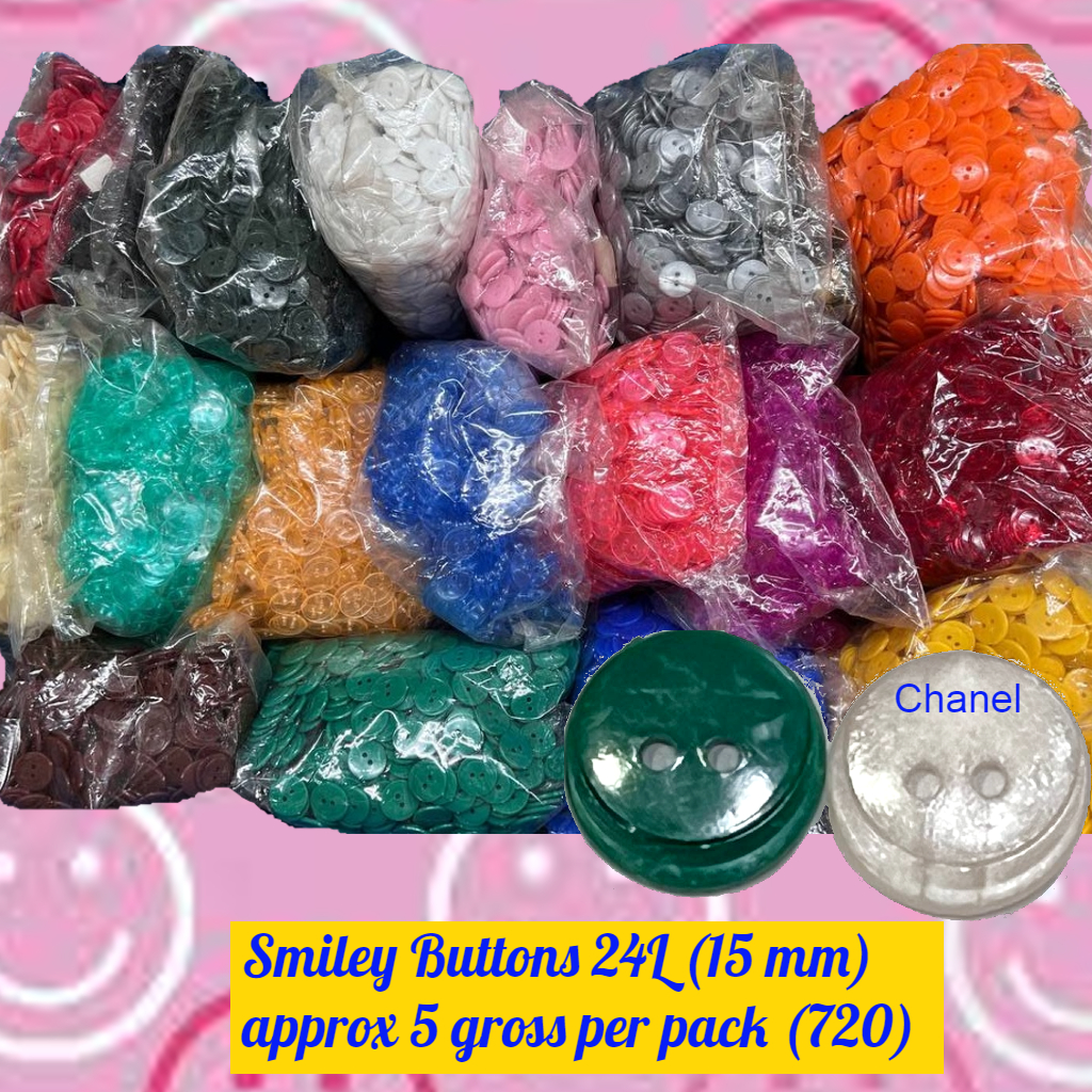 Smile Buttons Plastic Girl Scout 24L 15mm assorted colors smiley (5 ...