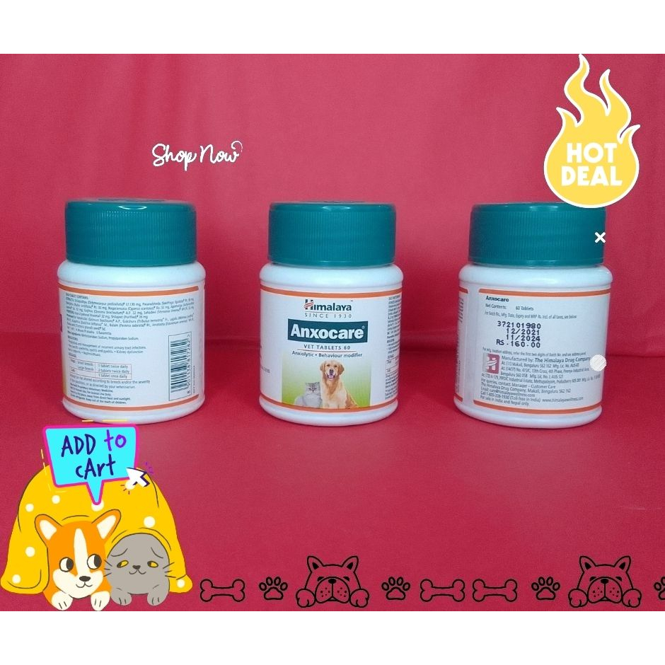 Himalaya Anxocare for Dogs and Cats 6o Tablets (for Pet Anxiety ...