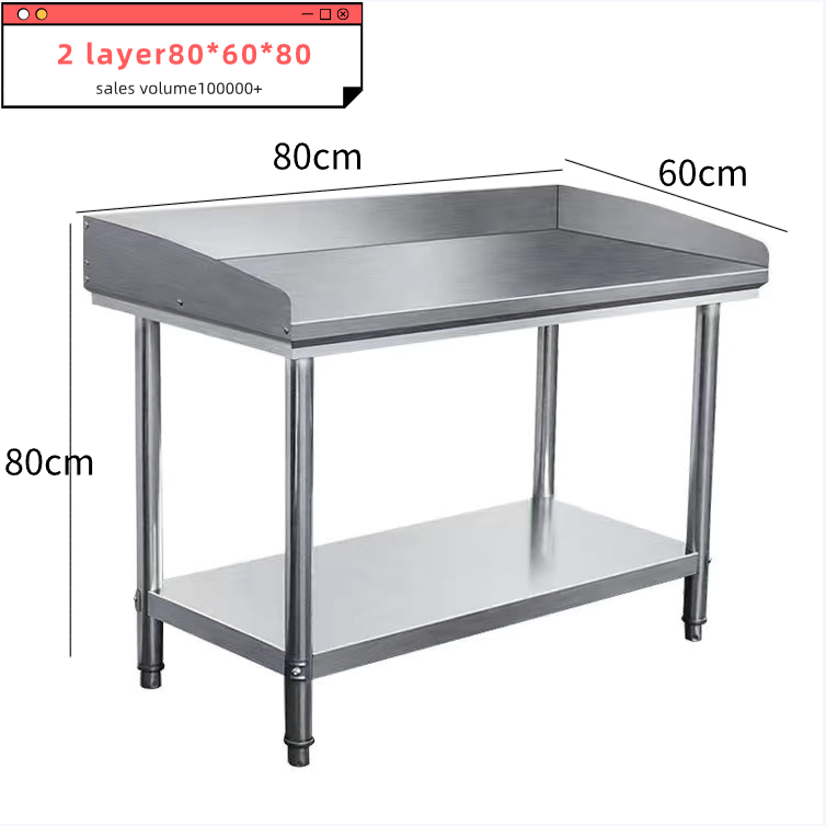 2-layer table 304 stainless steel workbench in home kitchen cutting ...