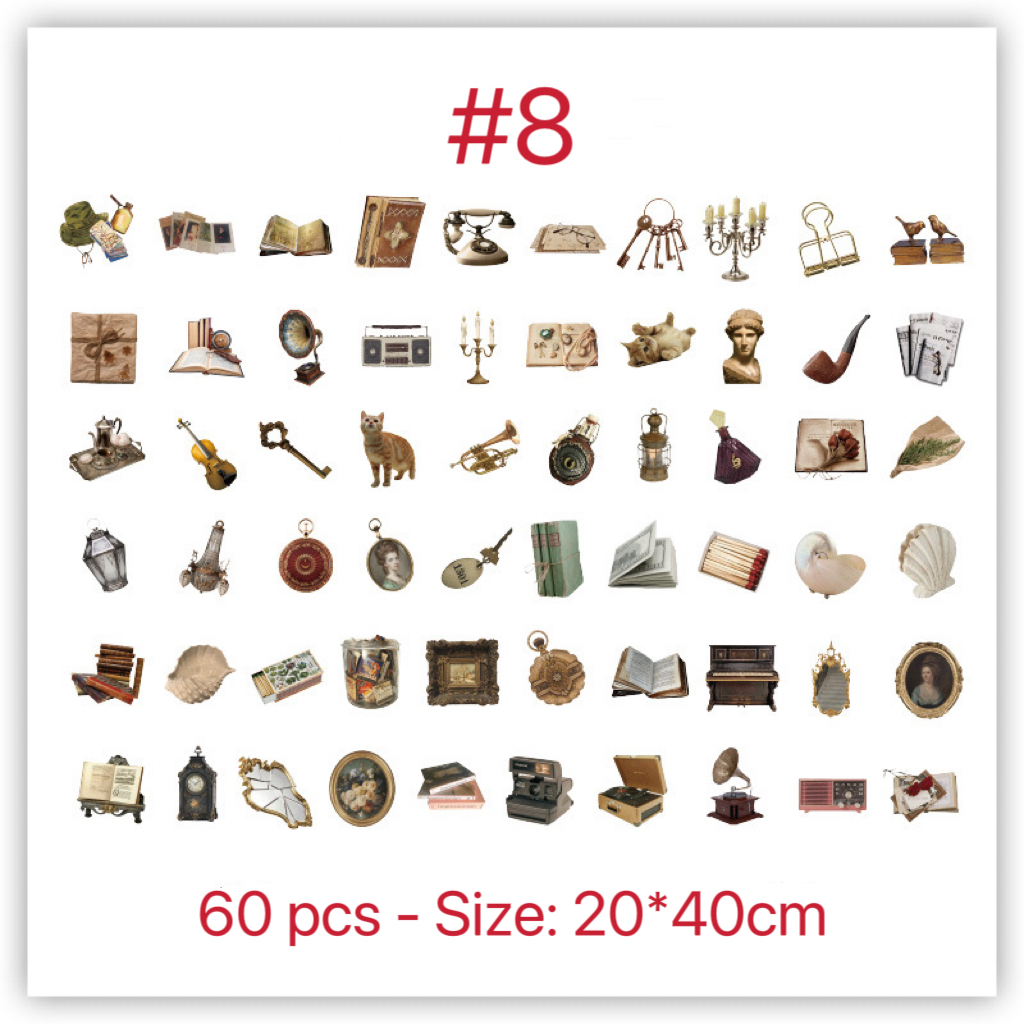 60 pcs sticker pack creative children's handbook stickers cute retro ...