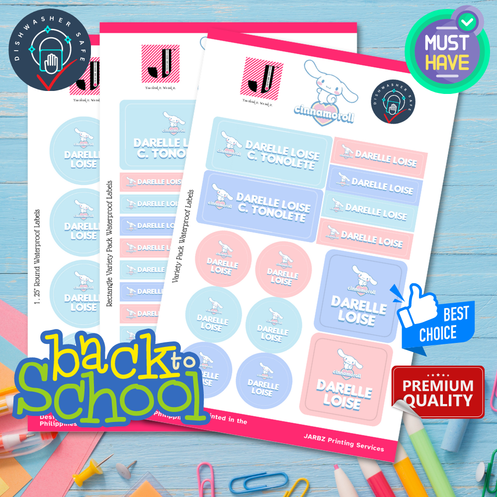 School Labels - SANRIO CINNAMOROLL - Dishwasher safe Labels - Daycare ...