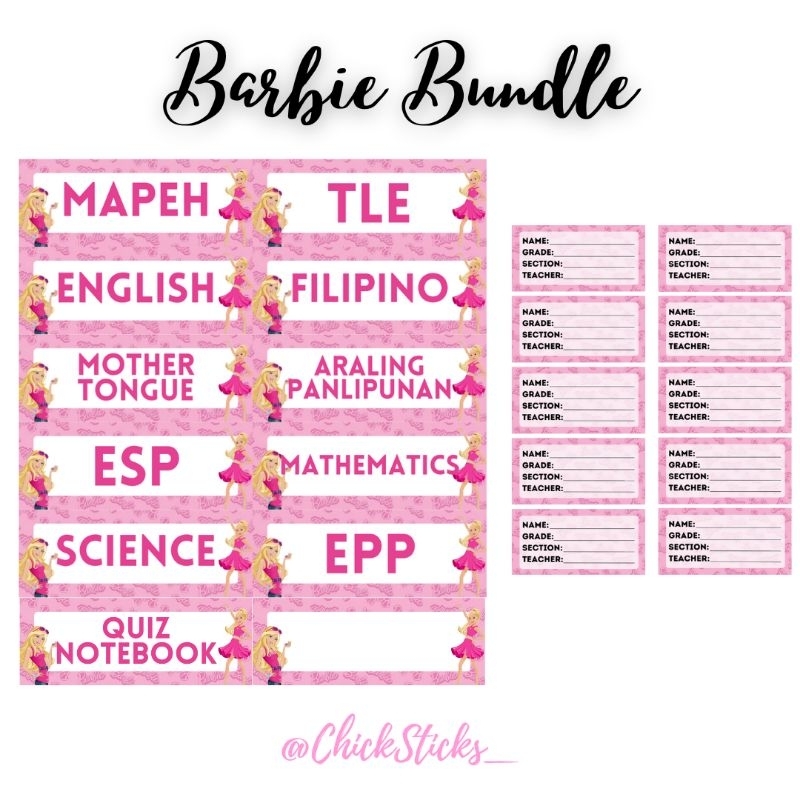 22pcs STICKER School Subject Label for Notebooks Cute Affordable High ...