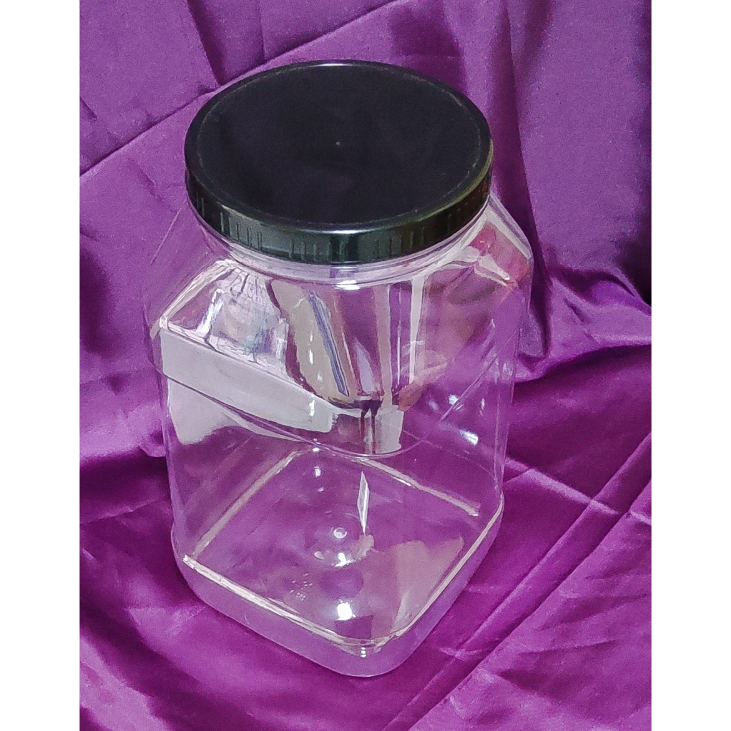 A076 PET Plastic 4 Liter Capacity Wide Mouth Square Jar with Induction ...