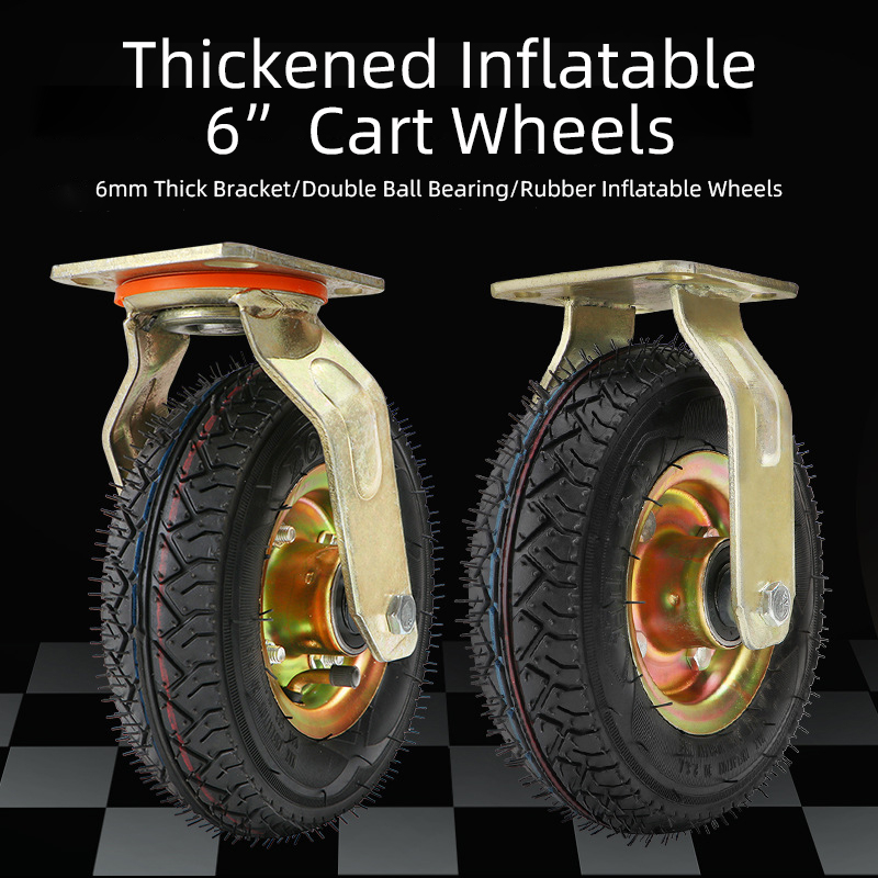 Rubber Wheel 6 Inch Push Cart Trolley Heavy Duty Universal Trolley ...