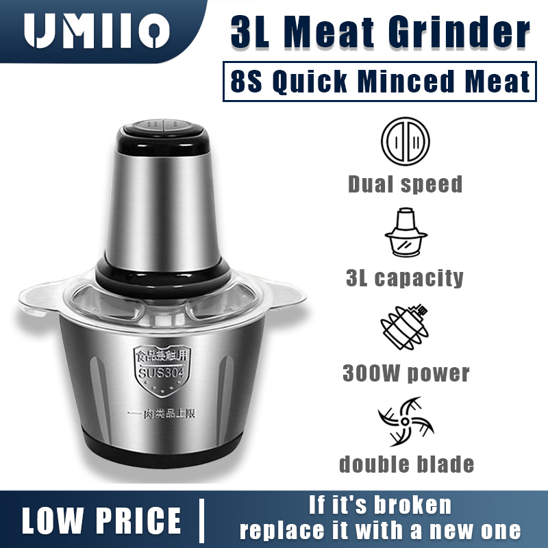 Meat Grinder Electric Food Blender Stainless Steel 2L Food Processor ...