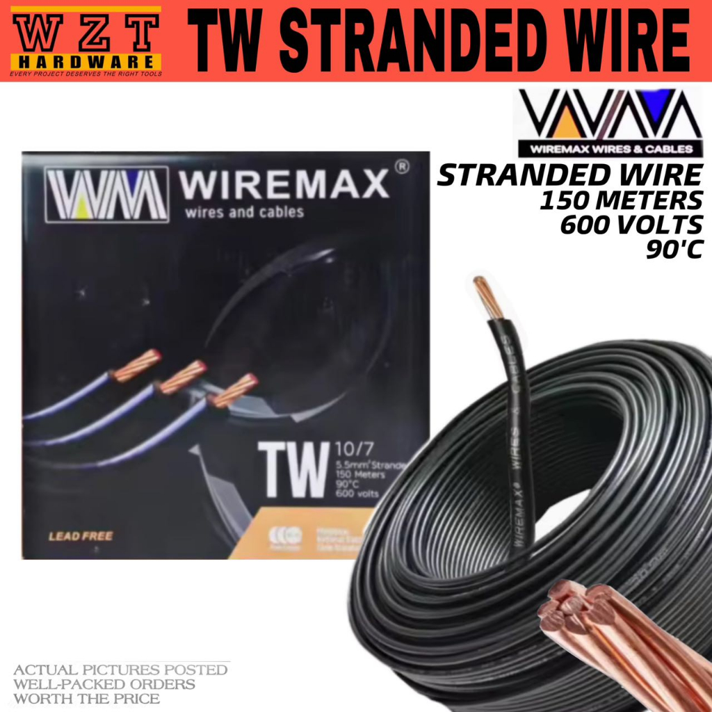 Wiremax TW 150m/1Roll Stranded Wire10/7 5.5mm Original Wiremax 99.99% Pure Copper | Shopee ...