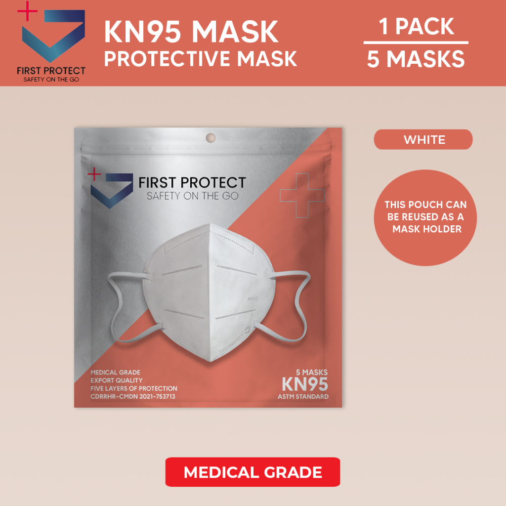 FIRST PROTECT KN95 PROTECTIVE MASK WHITE 5PCS PER PACK | Shopee Philippines