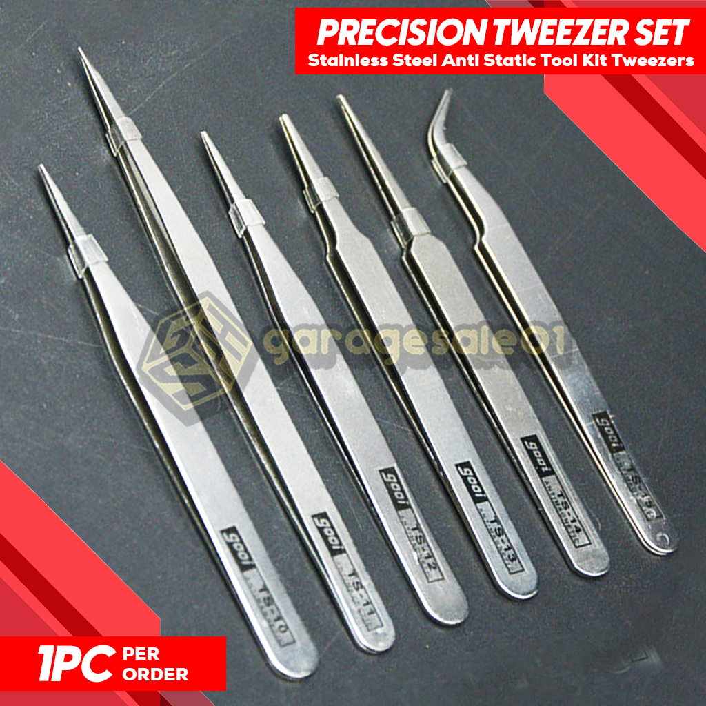 Precision Tweezer Set Stainless Steel Anti Static Tool Kit Tweezers ...