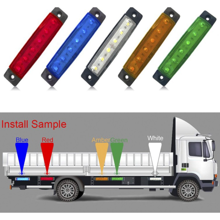 24V 6 LED Truck Trailer Side Marker Indicator Night Safety Signal Lamp ...