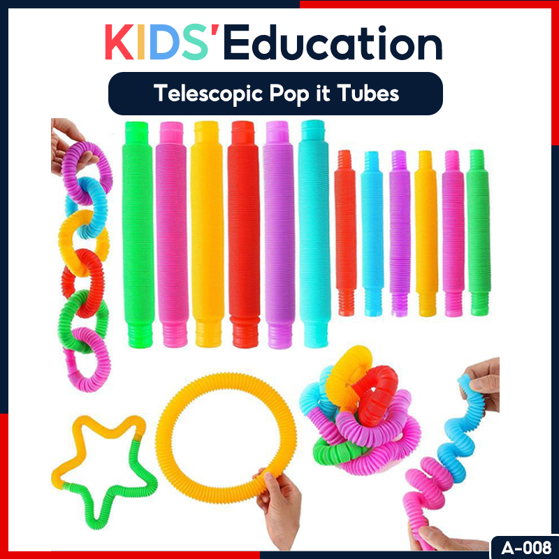 Colorful Telescopic Pop it Tubes Fidget Toys Pop Tube Toys Stress ...