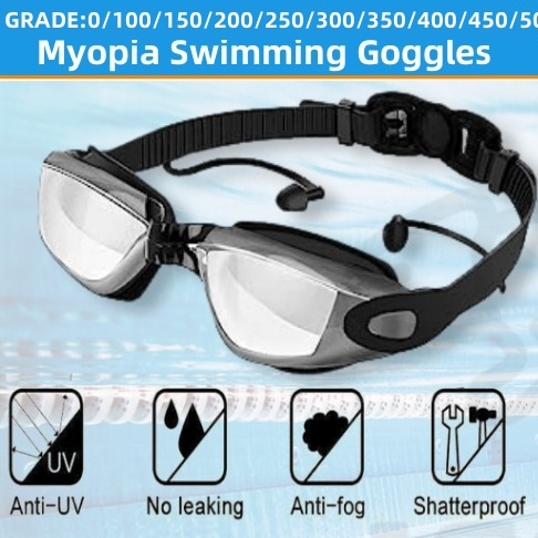 Myopia Goggles for Swimming Nearsighted swim glasses Graded Eyeglasses ...