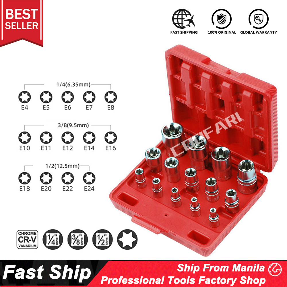 14-Piece Set E-Type 6-Flower Socket Head Combination Wrench 1/2 3/8 1/4 ...