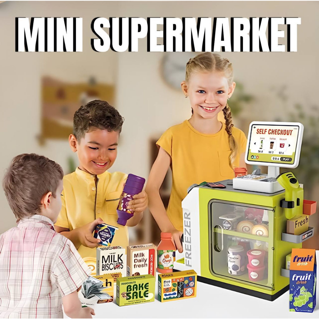 Mini Supermarket Self Checkout Cashier Pretend Play for Kids by ...