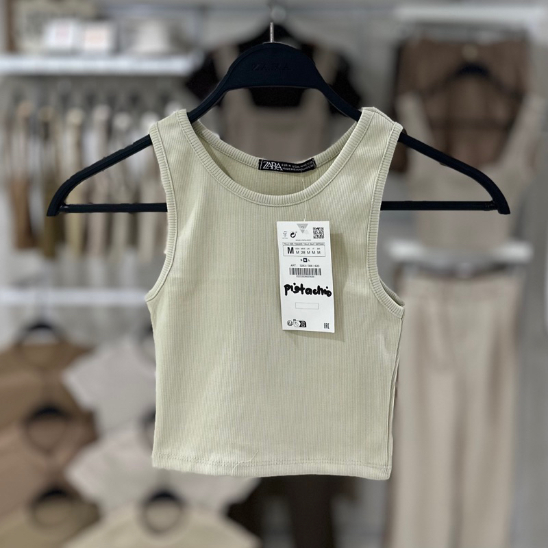 Racerback crop top women sando trendy ribbed knitted top sleeveless ...