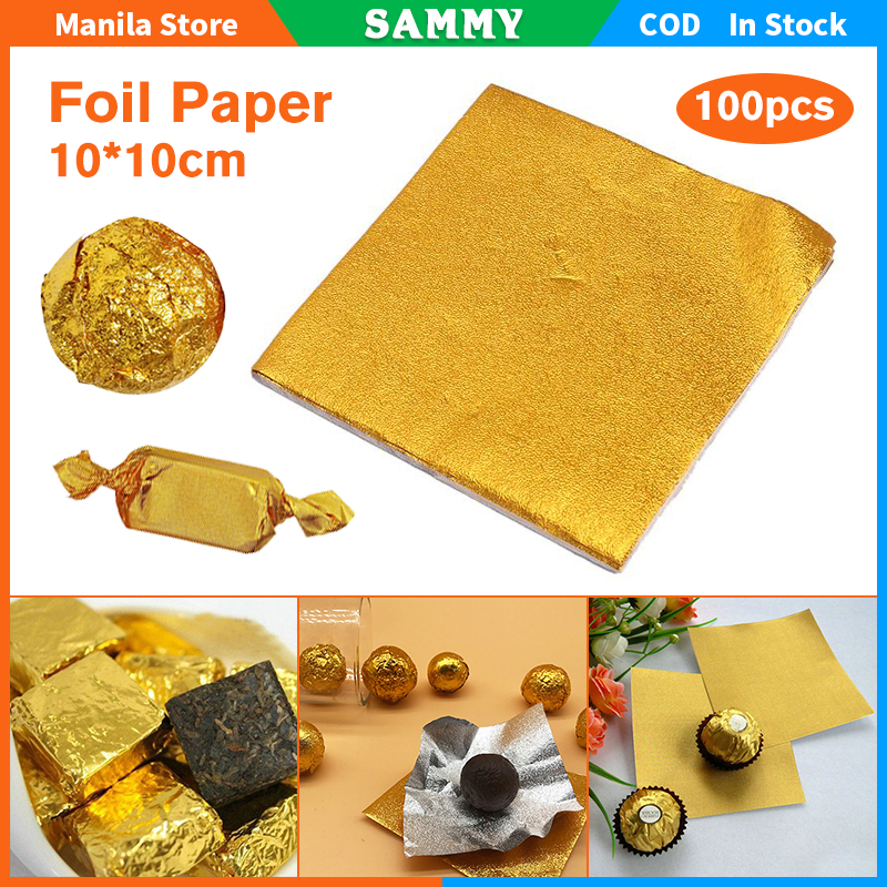 100 Pcs Square Foil Candy Aluminium Foil Paper DIY Golden Aluminium ...