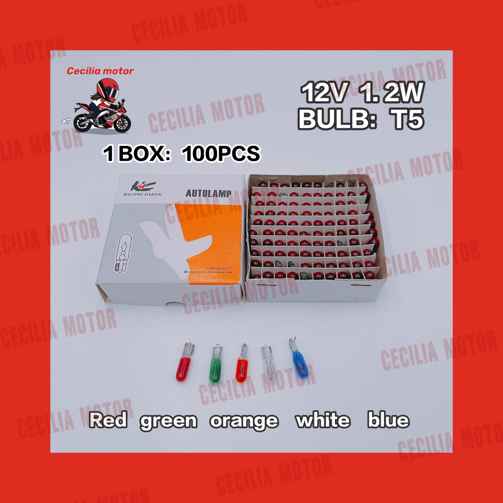 wholesale 100PCS MOTORCYCLE PEANUT BULB T5 12V 1.2W UNIVERSAL | Shopee Philippines