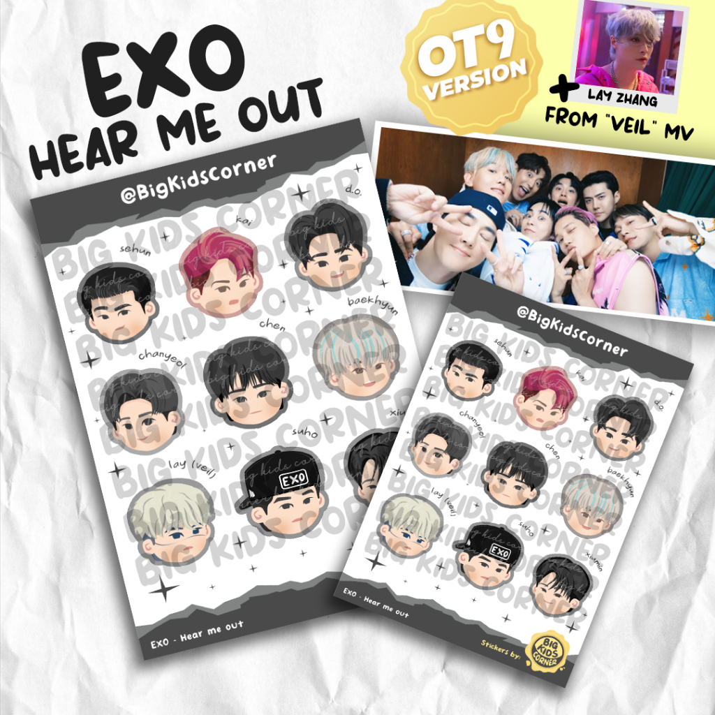 EXO - Hear Me Out BUBBLEHEAD (Waterproof Stickers) | Big Kids Corner ...
