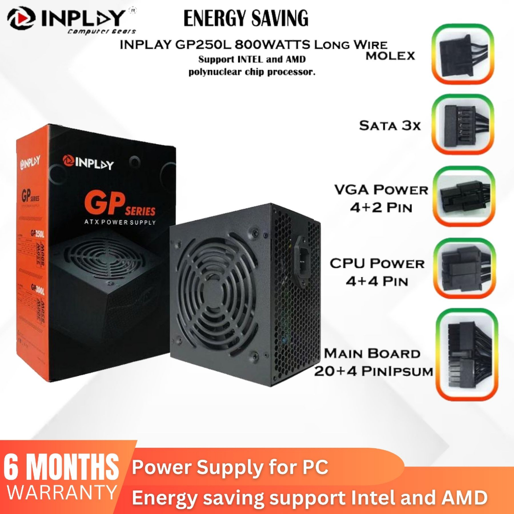 INPLAY GP SERIES ATX PSU GP250L 800W PSU | Shopee Philippines