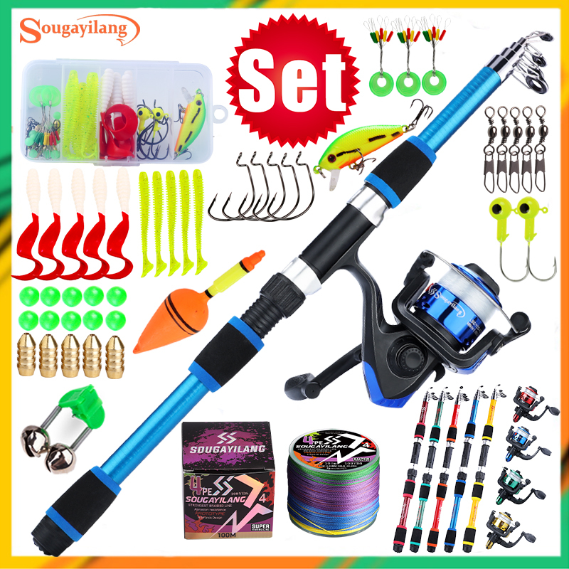Sougayilang [COD] Fishing Rod Reel Full Kit Telescopic Spinning Rod ...