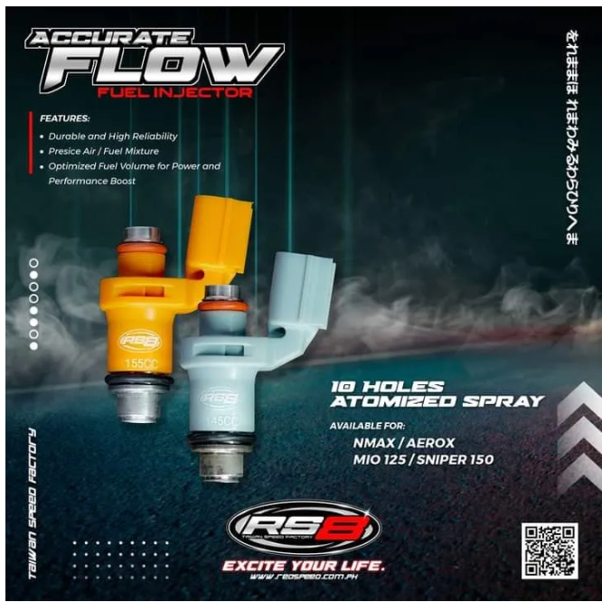 RS8 FUEL INJECTORS NMAX V1/V2, AEROX V1/V2,M3/Sniper150/Mioi125 ...