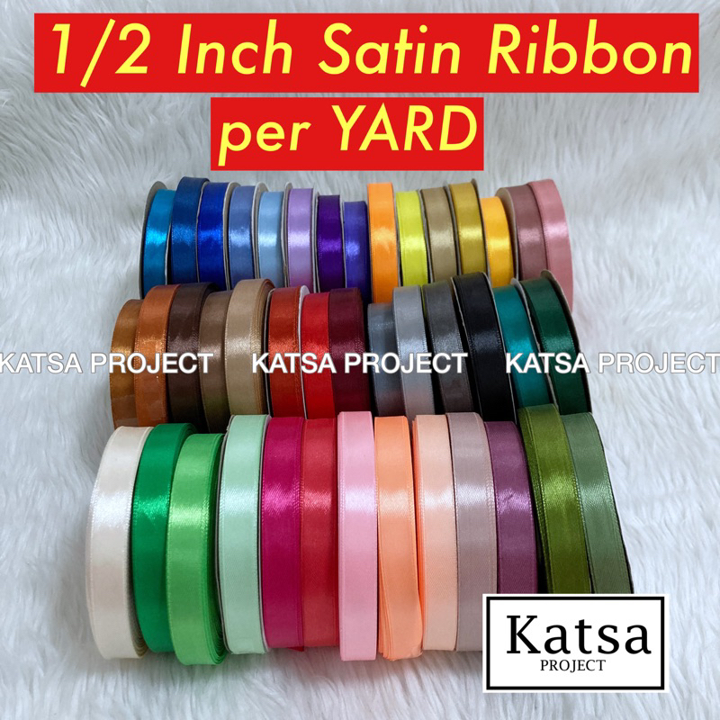1/2” double edge ribbon satin ribbons (Per 2 YARDS) high quality gift ...