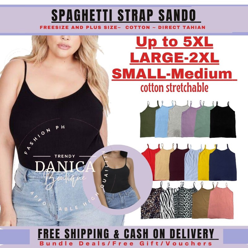 Jessa Spaghetti Strap Sando Tank Top (S/M-L-2XL-up to 5XL) | Shopee ...